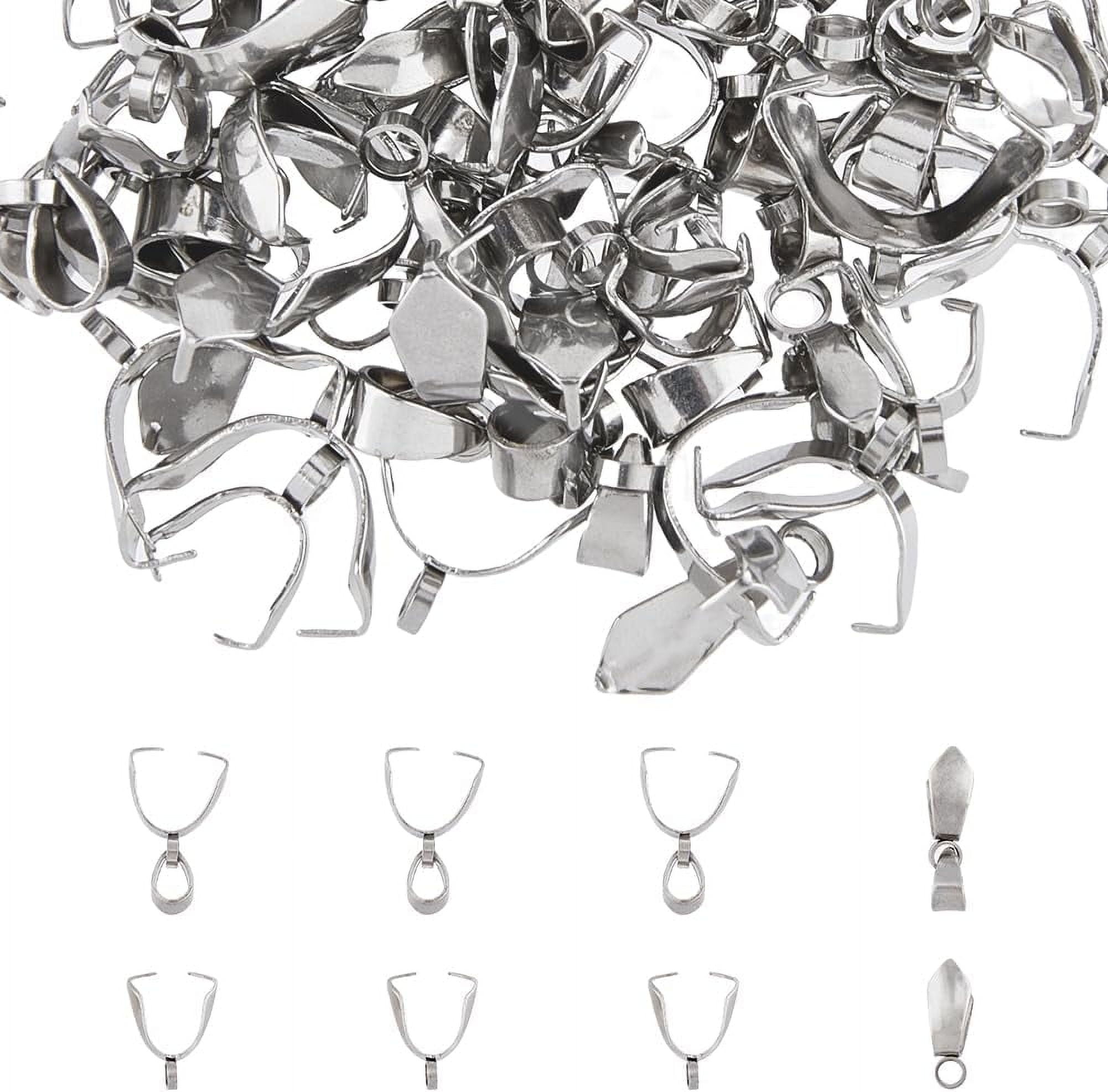 80Pcs 8 Style 201 Stainless Steel Pendant Pinch Bails Ice Pick Pinch ...