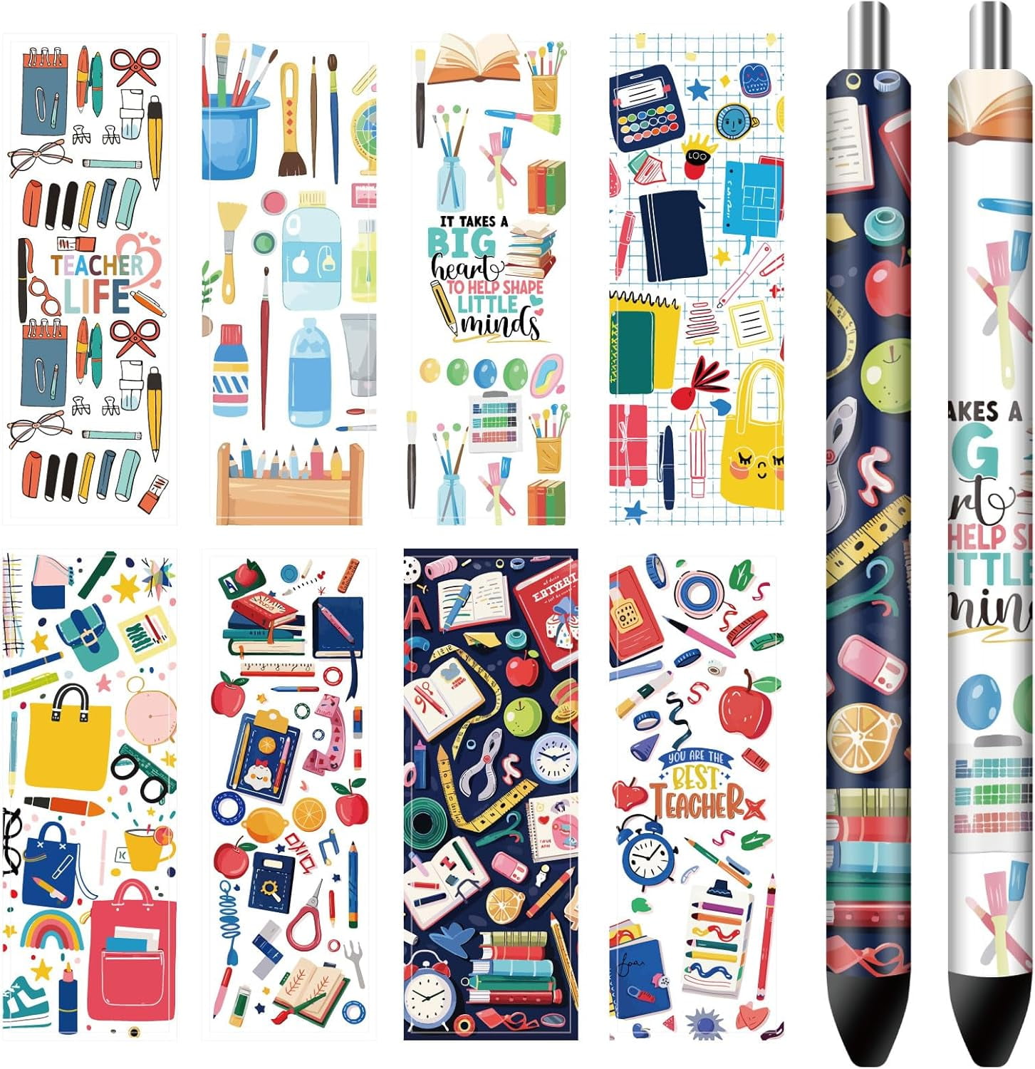 80Pcs 8 Style Self-Adhesive Coated Paper Pen Stickers Waterproof Pen ...
