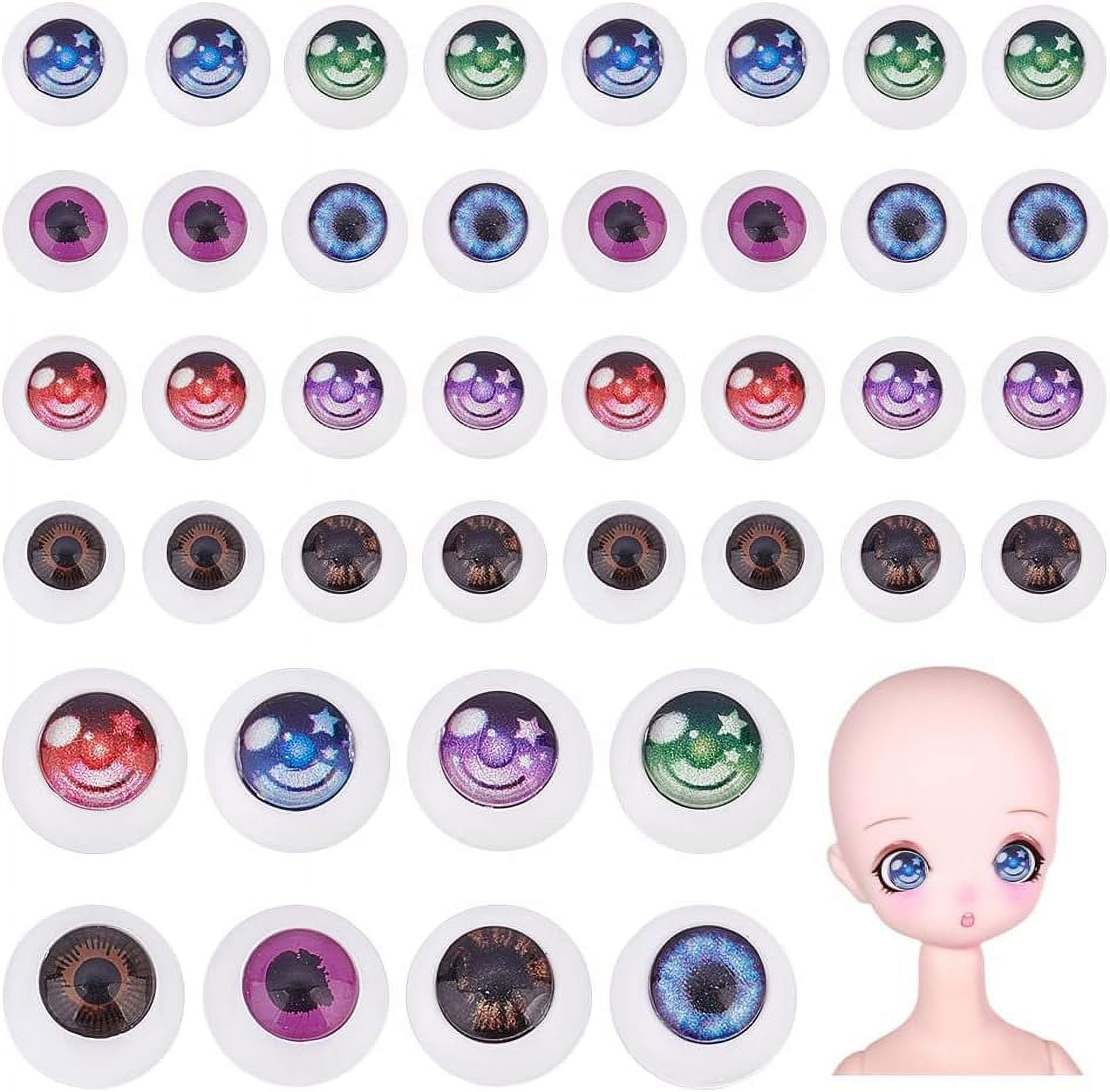 80pcs Eyeballs 10mm Acrylic Craft Eyes 8 Colors Realistic Human Eyes ...