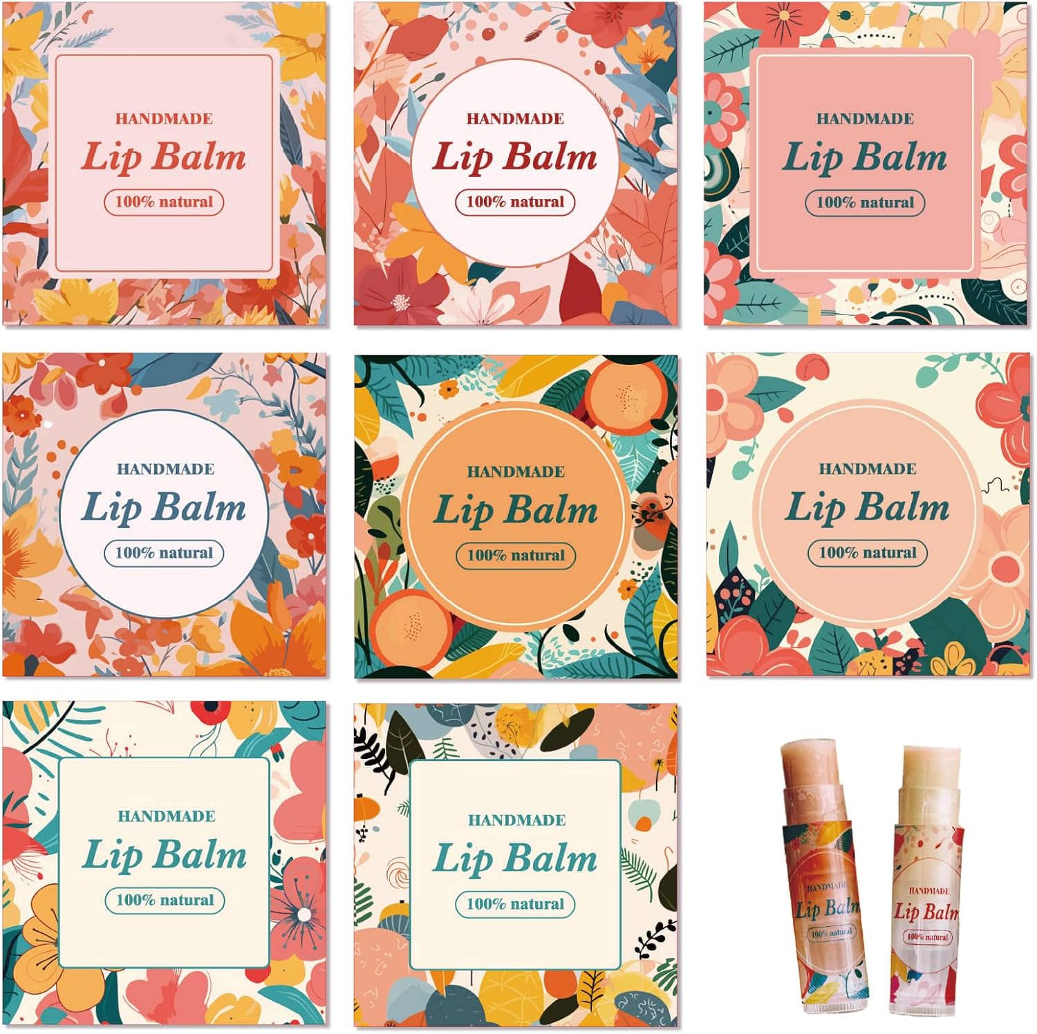 80Pcs 8 Styles Lip Balm Sticker Flower Floral Maple Leaf Self-Adhesive ...