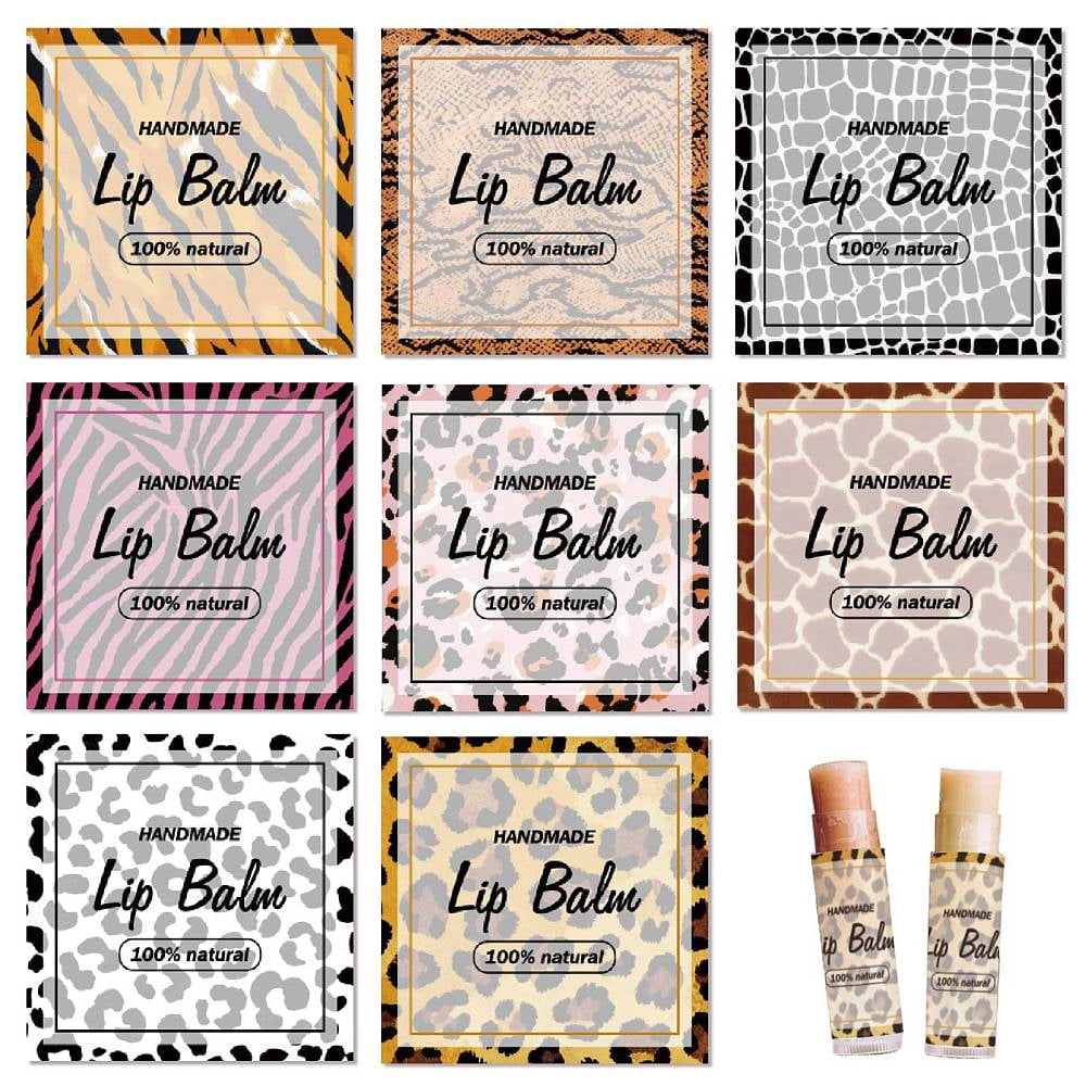 80Pcs 8 styles Paper Lip Balm Adhesive Label Stickers Mixed Shapes ...