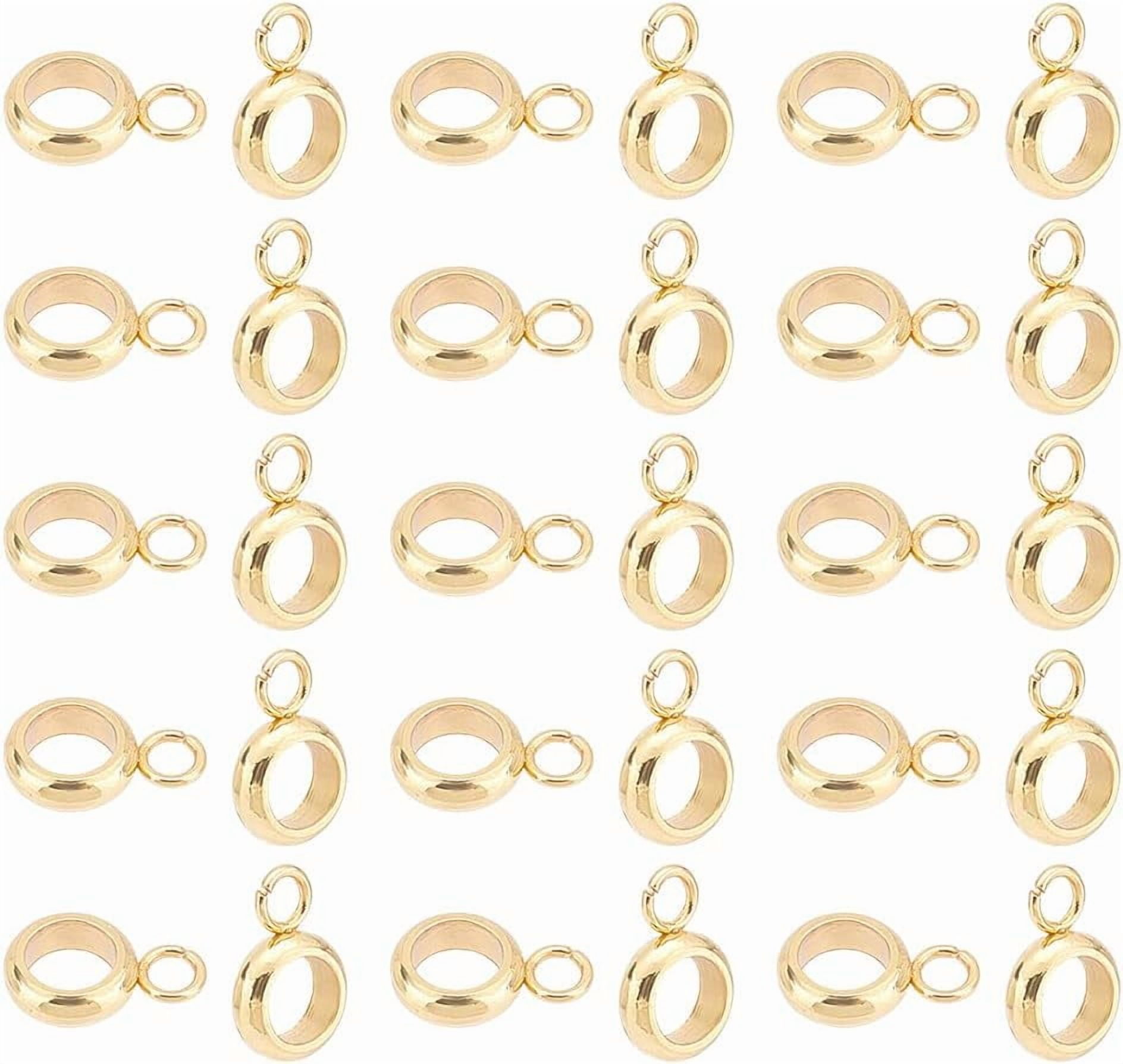 80Pcs 9mm Long 201 Stainless Steel Tube Bails with Rings Gold Loop ...