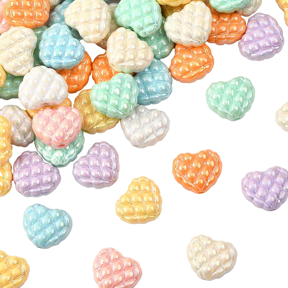 80Pcs Acrylic Heart Beads Bulk Heart Shaped Bead 17 x 20mm Multicolor ...