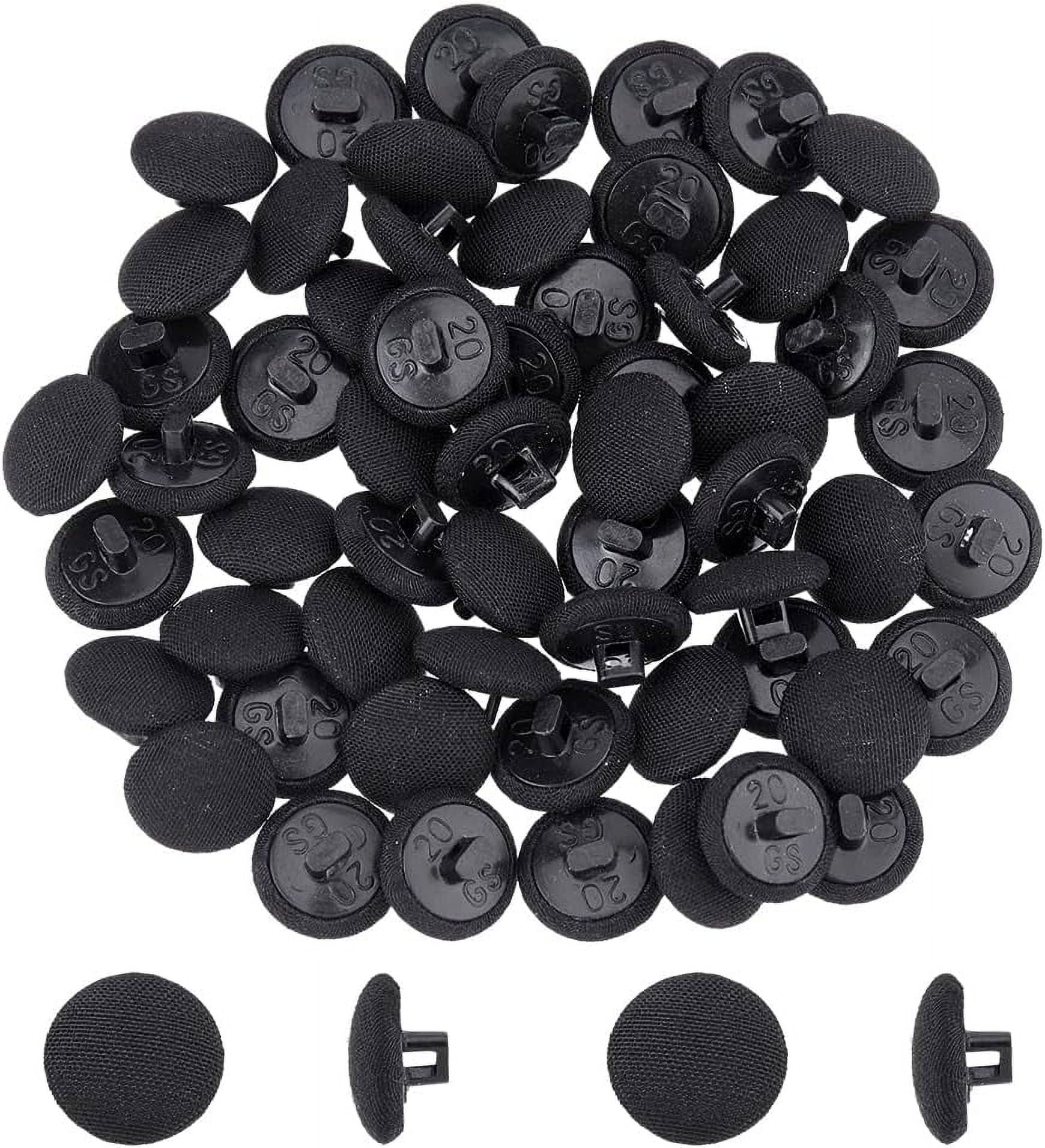 80Pcs Black Satin Cloth Buttons Mushroom Fabric Covered Buttons with ...