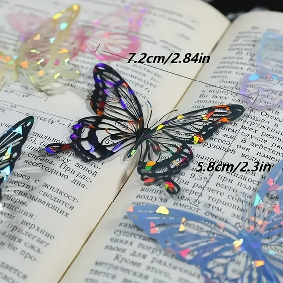 80Pcs Butterfly Holographic Stickers 4color – Waterproof Transparent ...