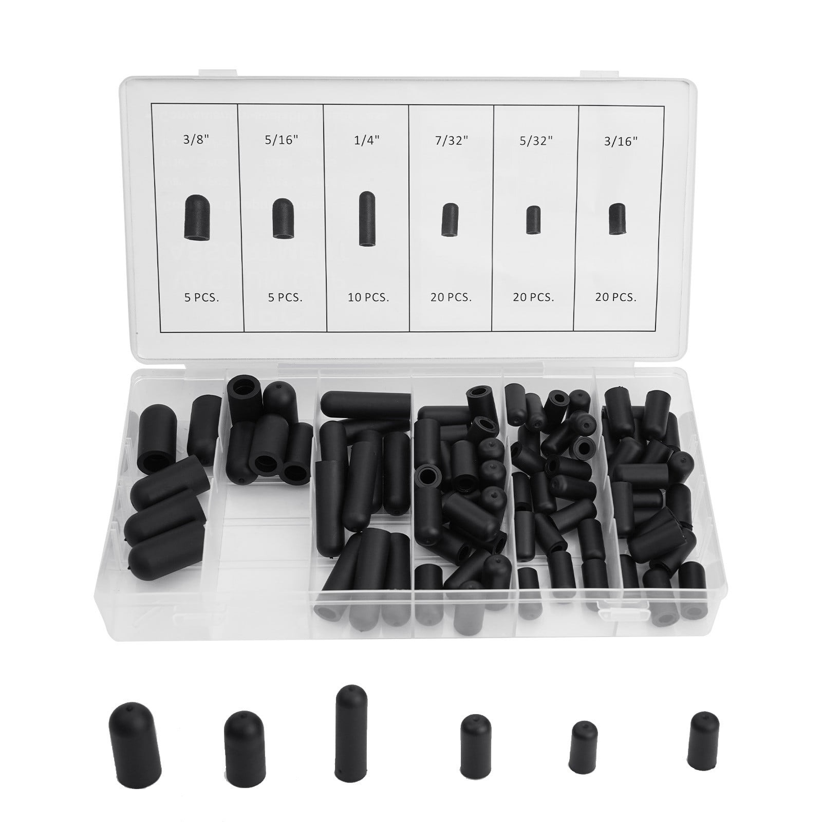 80Pcs Carburetor Vacuum Line Hose Rubber Boot Cap Assortment Kit 5/32 ...