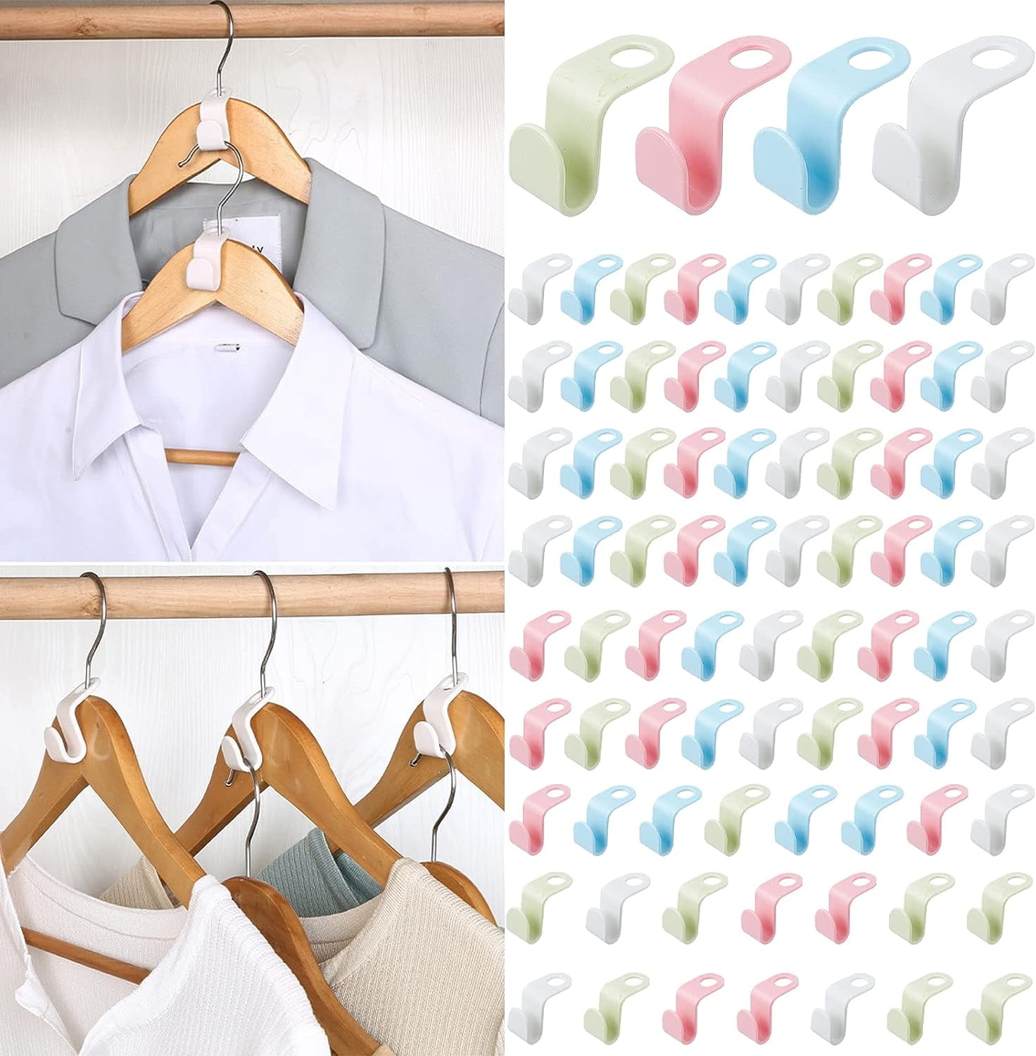 80Pcs Clothes Hanger Connector Hooks, Plastic Hooks Extender Clips for ...