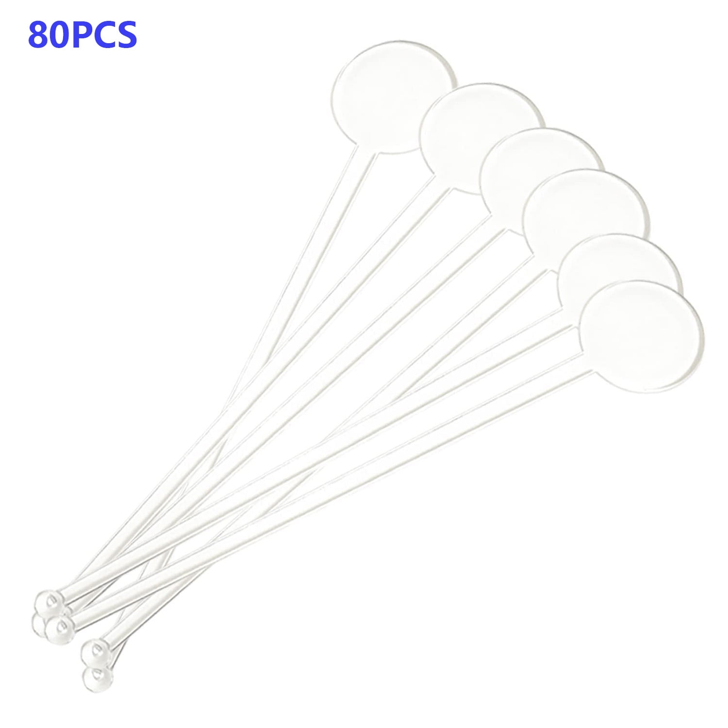 80Pcs Cocktail Swizzle Sticks, 7 Inches Disposible Plastic Drink Stirrers Bar Drinks Mixing Rod ...