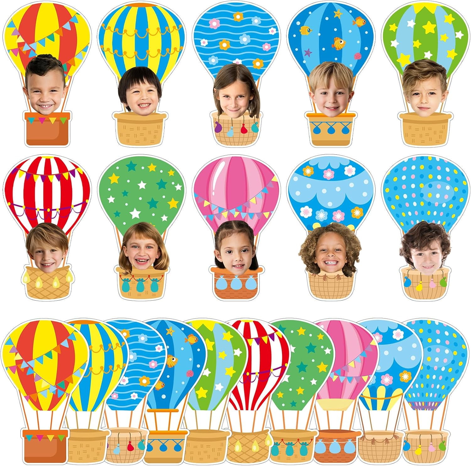 80Pcs Colorful Hot Air Balloons Cutouts Back to School Bulletin Board ...