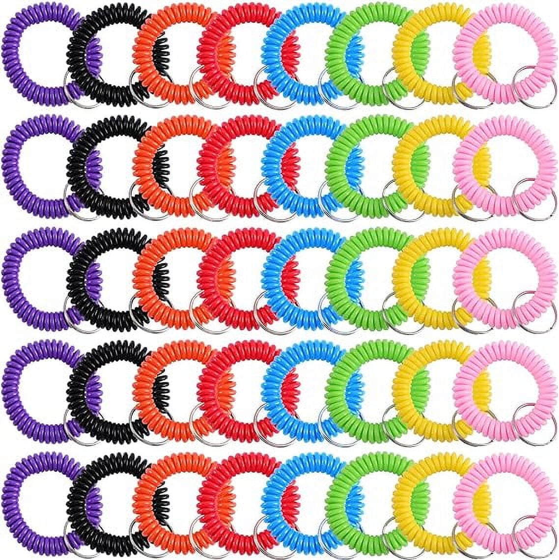 80Pcs Colorful Wrist Coil Keychain Bracelet,Stretchable Spiral Bracelet ...