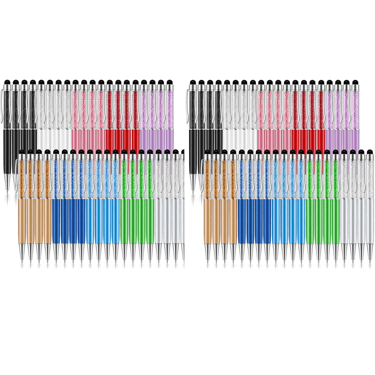 80Pcs Crystal Ballpoint Pen Bulk Shiny 2 in 1 Slim Diamond Screen ...