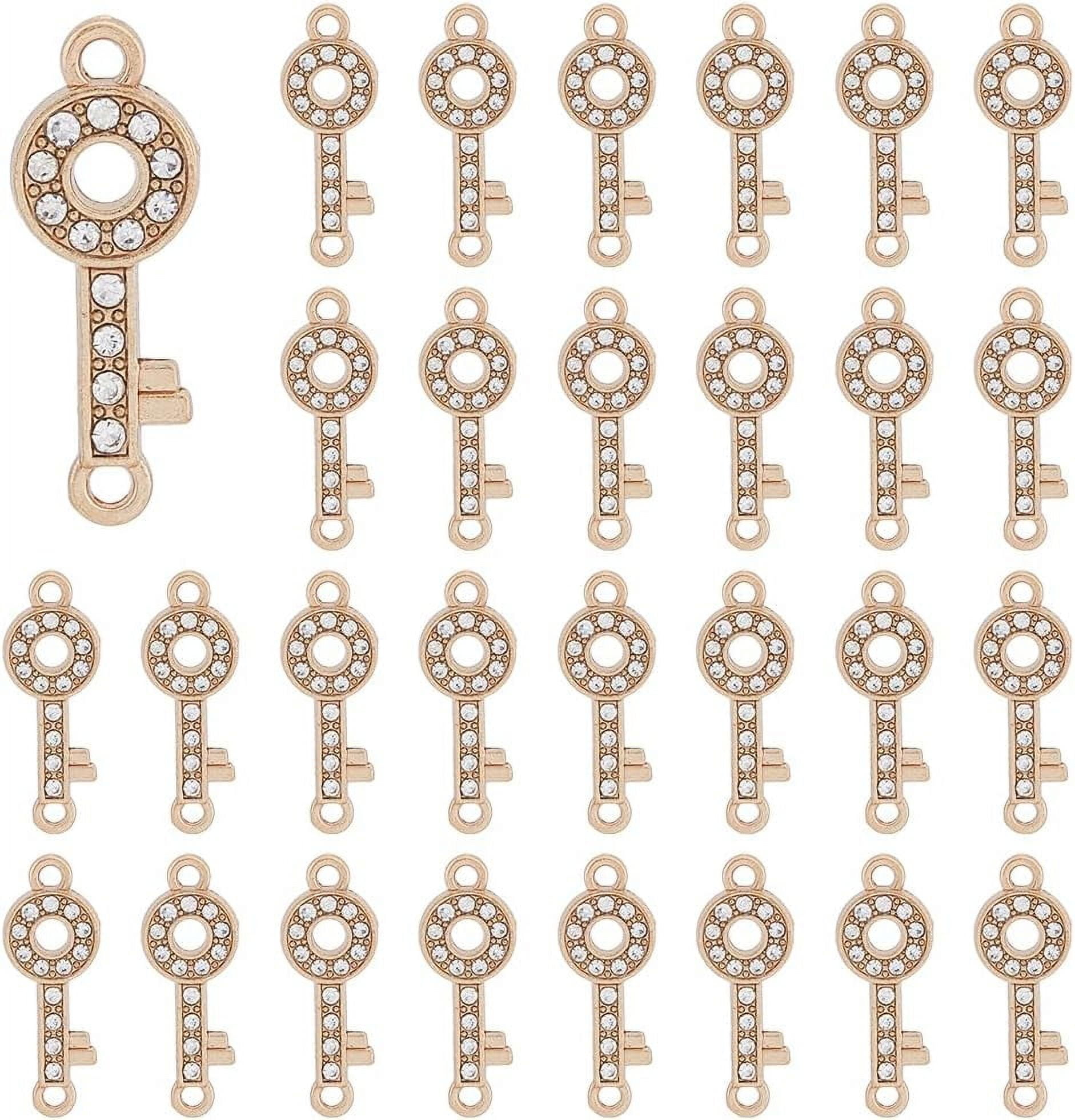 80Pcs Crystal Key Shape Connector Charms Key Links Charms with ...