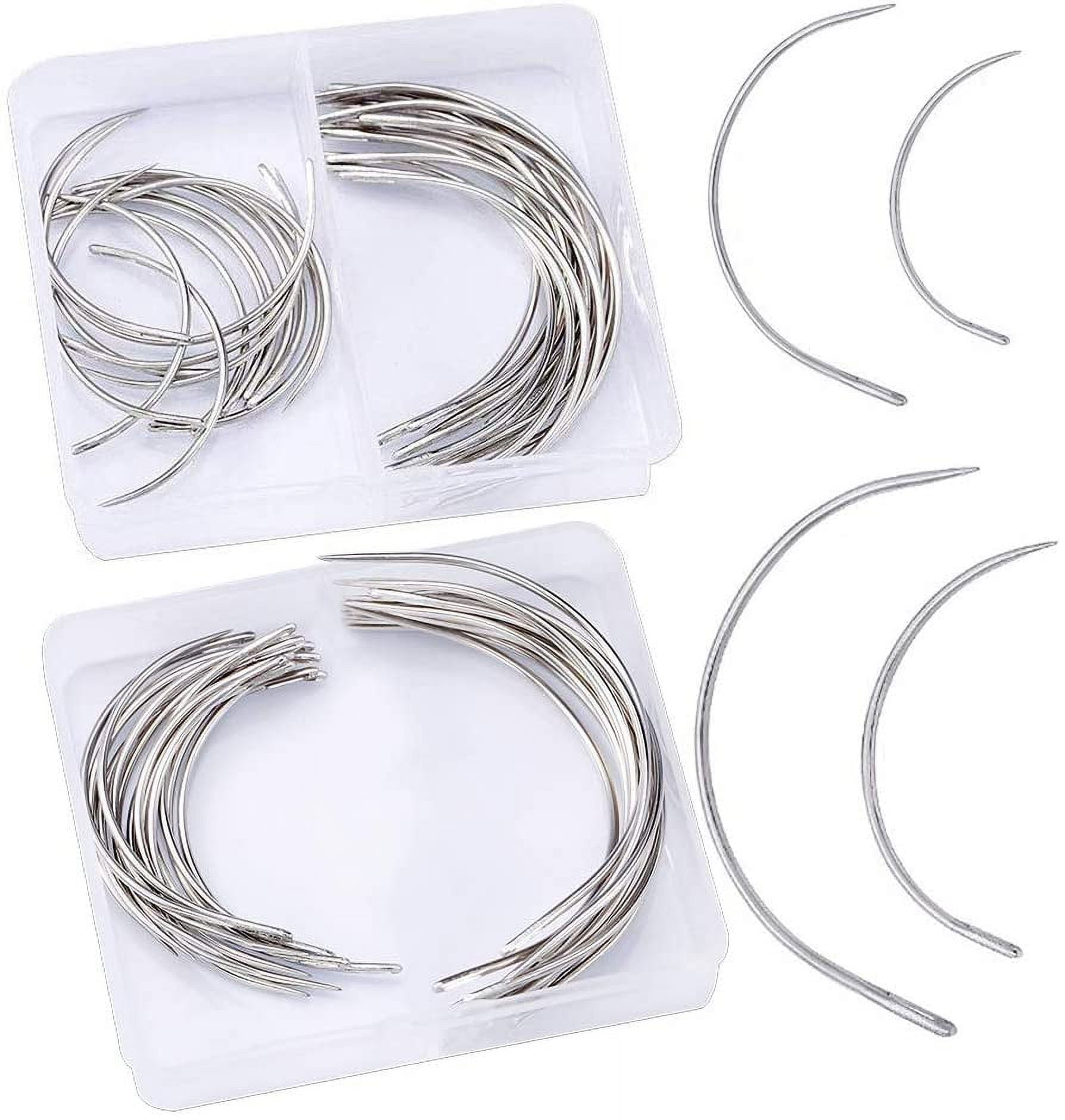 80Pcs Curved Needles Plastic Needle Case with 4 Sizes Hooked Needle for ...