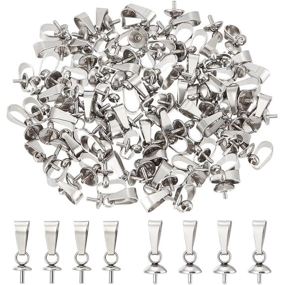 80Pcs Eye Pin Peg Bail 2 Styles Stainless Steel Cup Peg Bails Pin Pearl ...