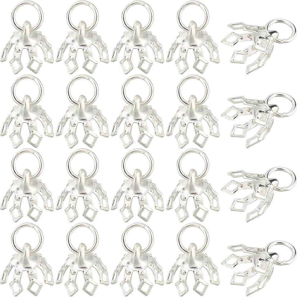 80Pcs Flower Rack Plating Brass Filigree Bead Cap Pendant Bails 7-Petal ...