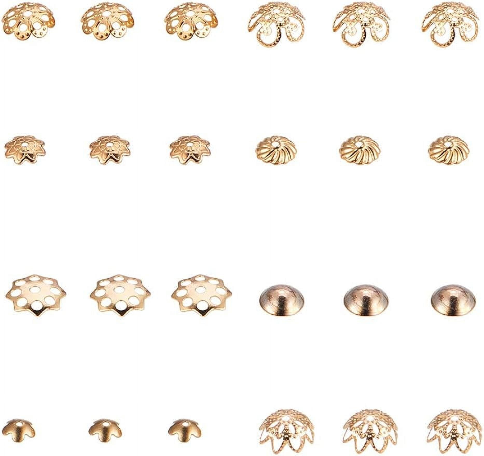 80Pcs Golden Bead Caps 304 Stainless Steel Flower Bead Cap Spacers Bead ...