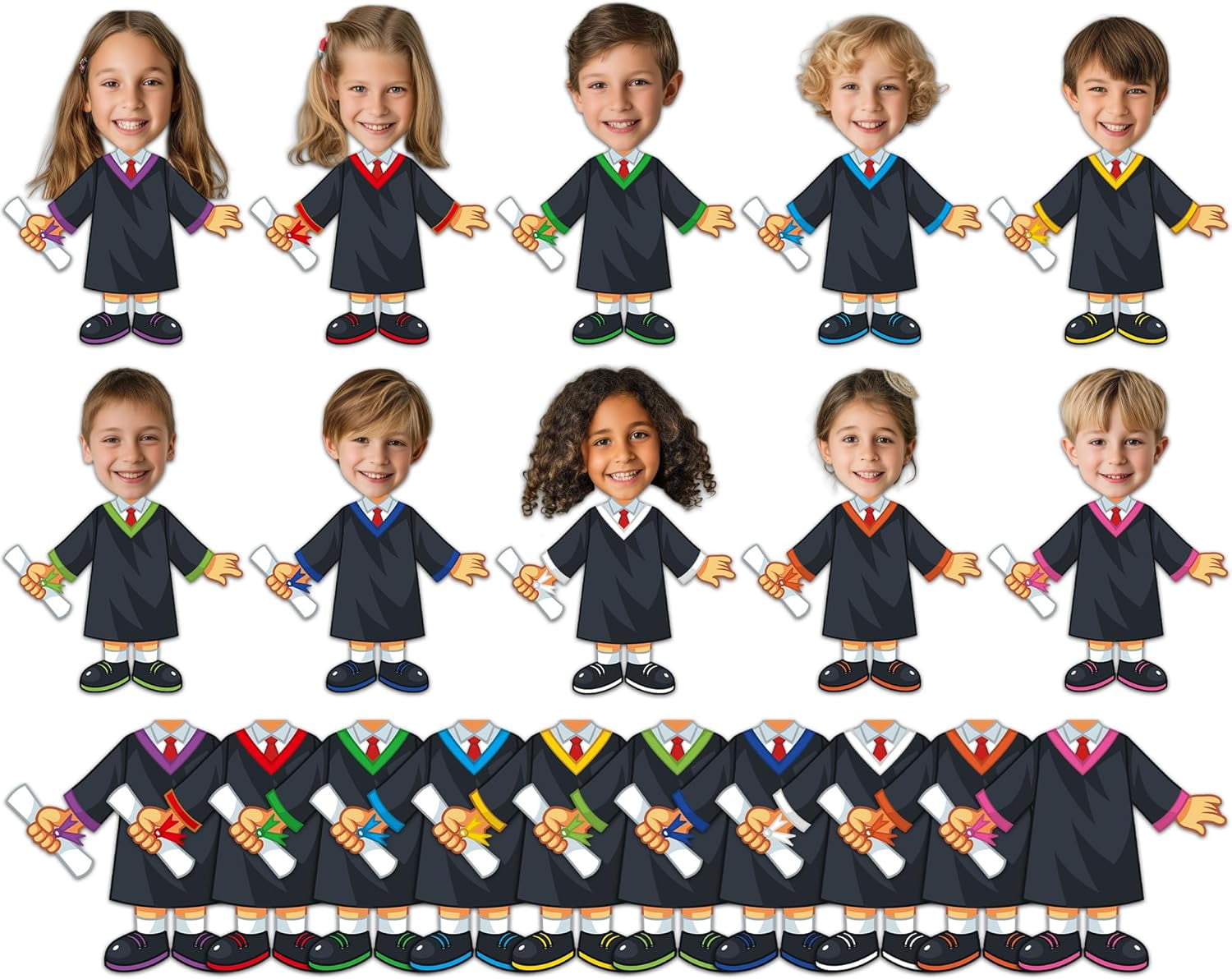 80Pcs Graduation Gown Cutouts Graduation Bulletin Board Decorations ...