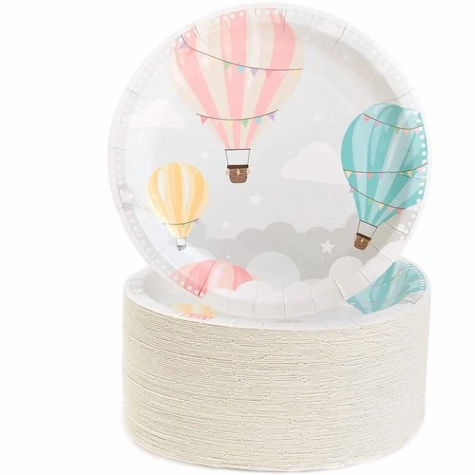 80Pcs Hot Air Balloon Themed Party Disposable Paper Plates 7" For Baby ...
