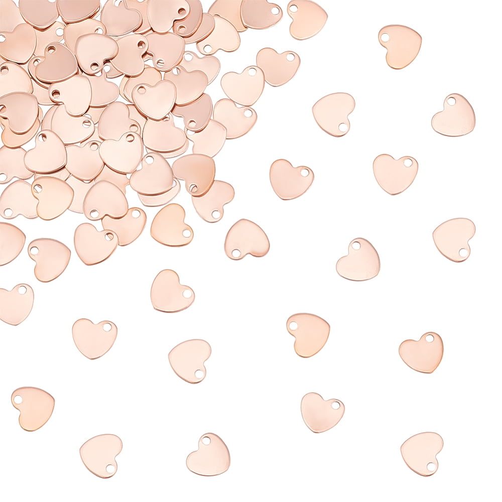 80Pcs Ion Plating(IP) 201 Stainless Steel Charms Heart Charms Rose Gold ...