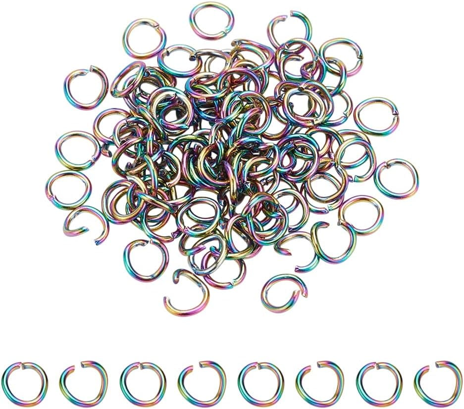 80Pcs Jump Rings 4mm Stainless Steel Open Jump Ring Rainbow Color Jump ...