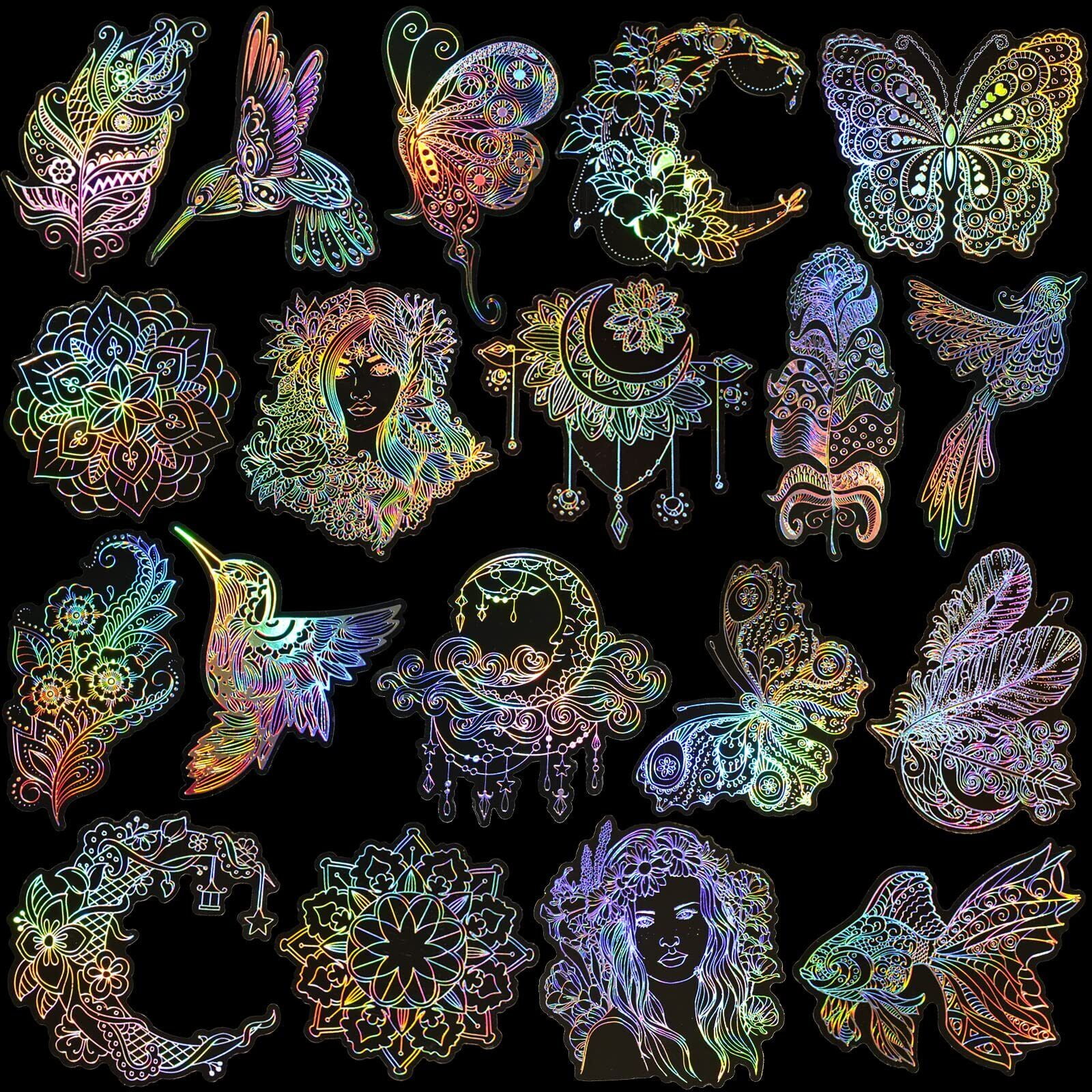 80Pcs Large Size Holographic Glitter Shiny Iridescent Transparent Resin ...