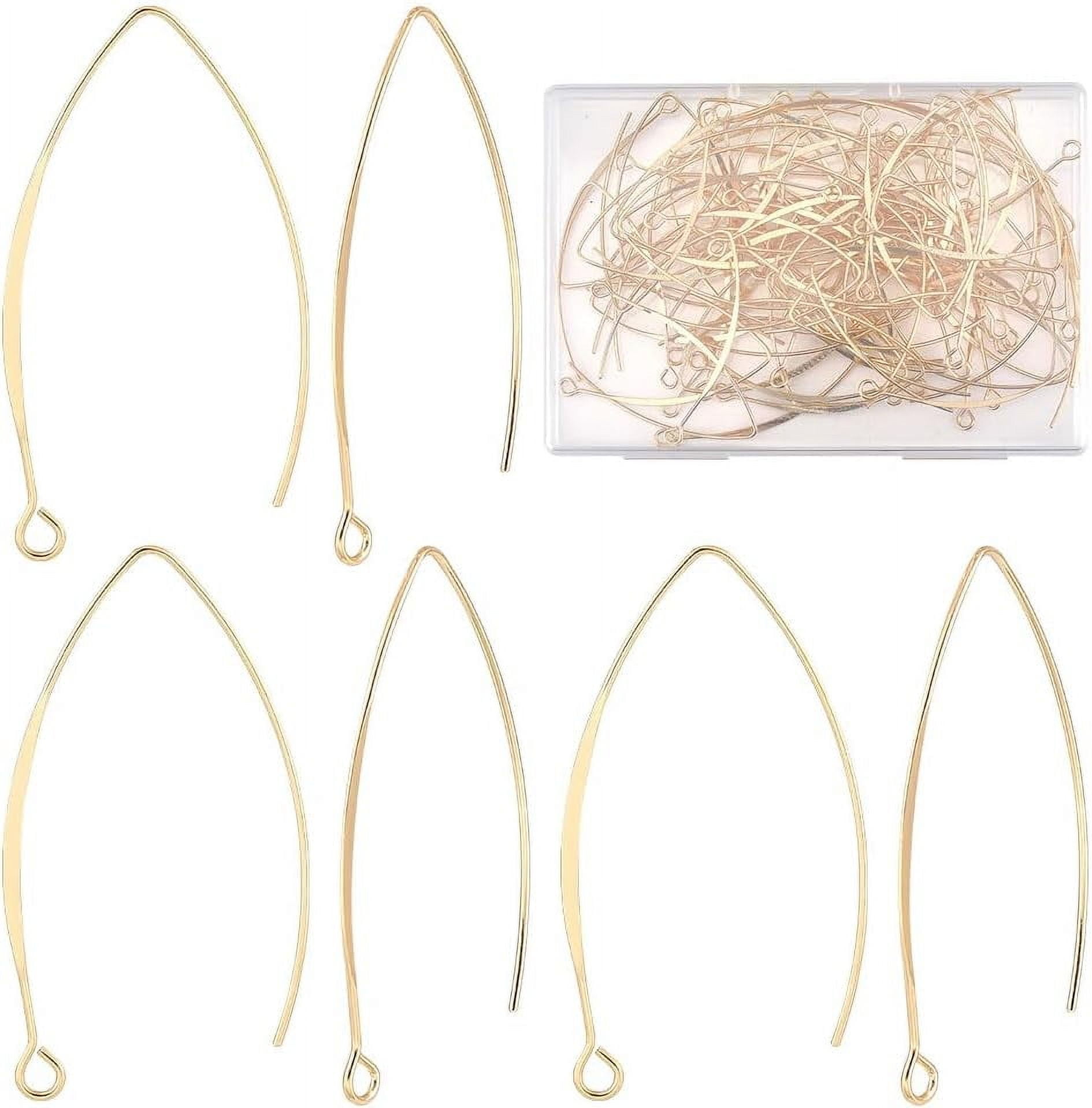 80Pcs Long V Shape Ear Wire Marquise Earring Hooks 18K Gold Plated ...