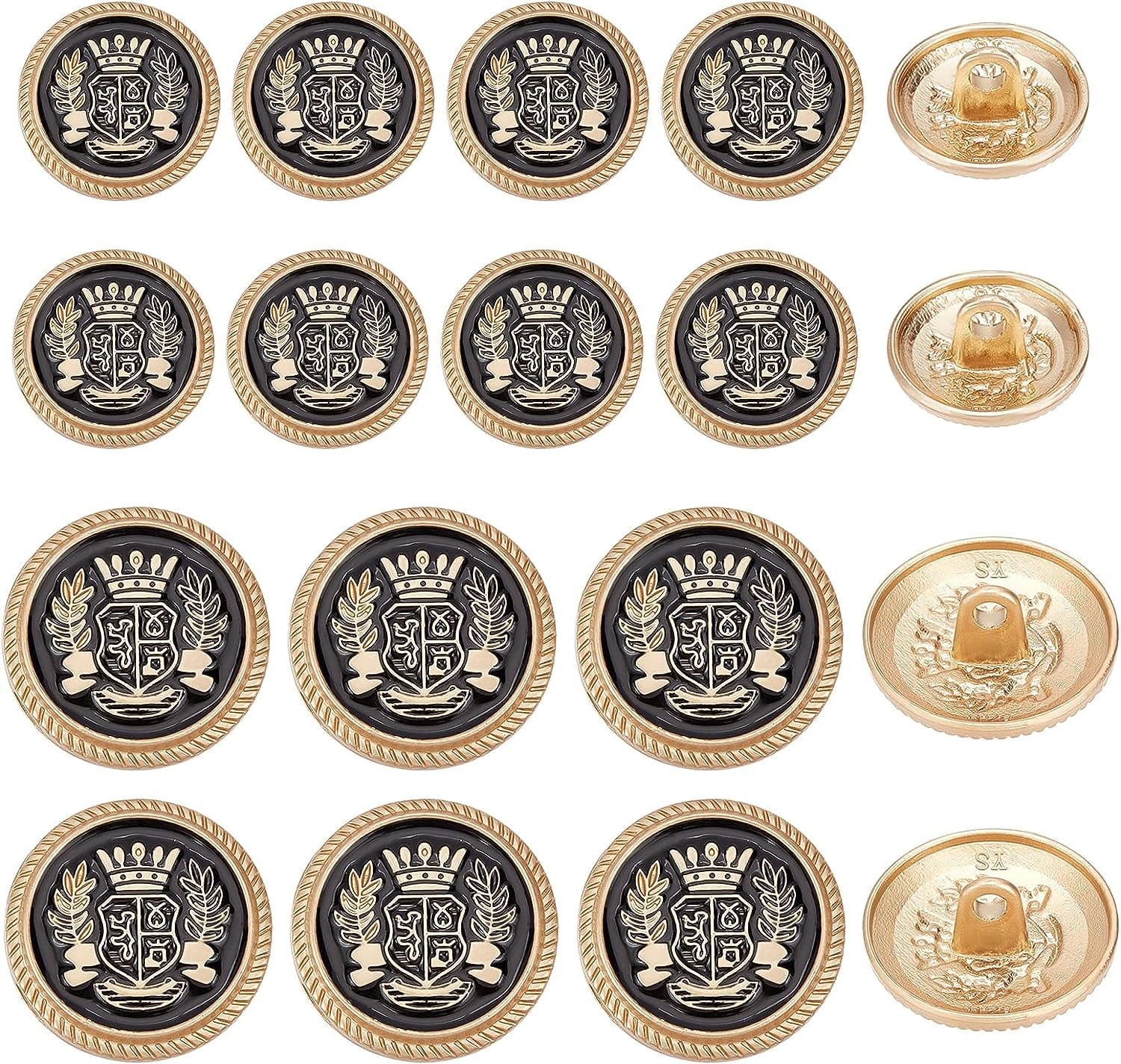 80Pcs Metal Blazer Buttons Crown Badge Alloy Flat Round Buttons 15mm ...