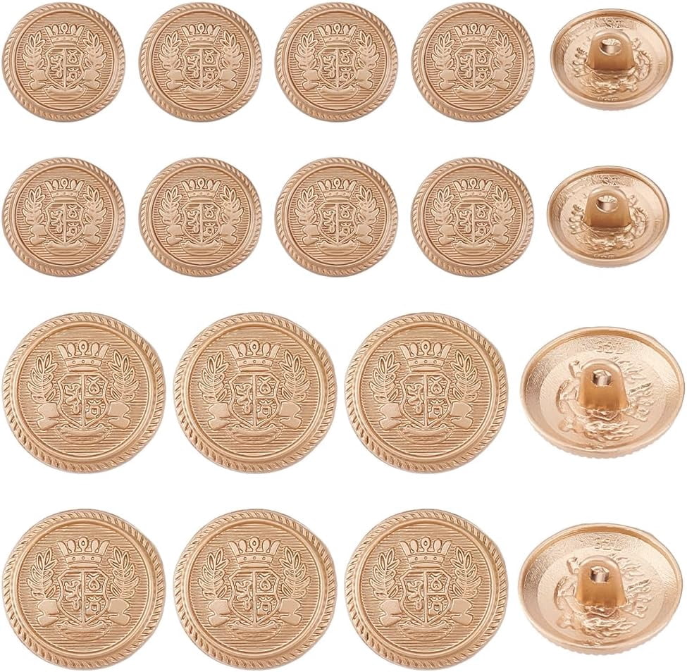 80Pcs Metal Blazer Buttons Crown Badge Brass Flat Round Buttons 15mm ...