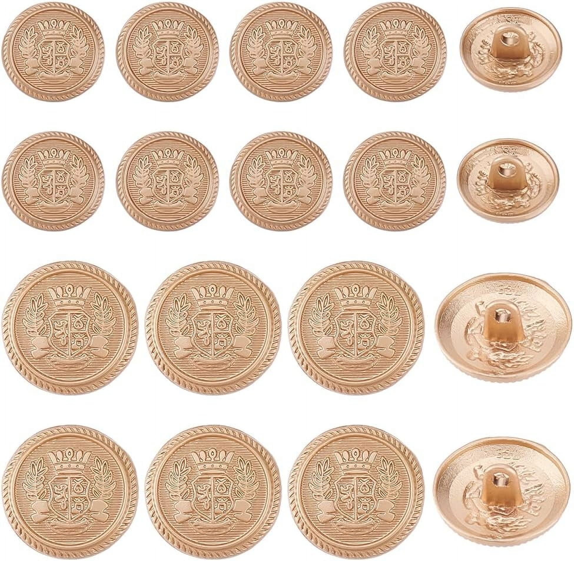 80Pcs Metal Blazer Buttons Crown Badge Brass Flat Round Buttons 15mm ...