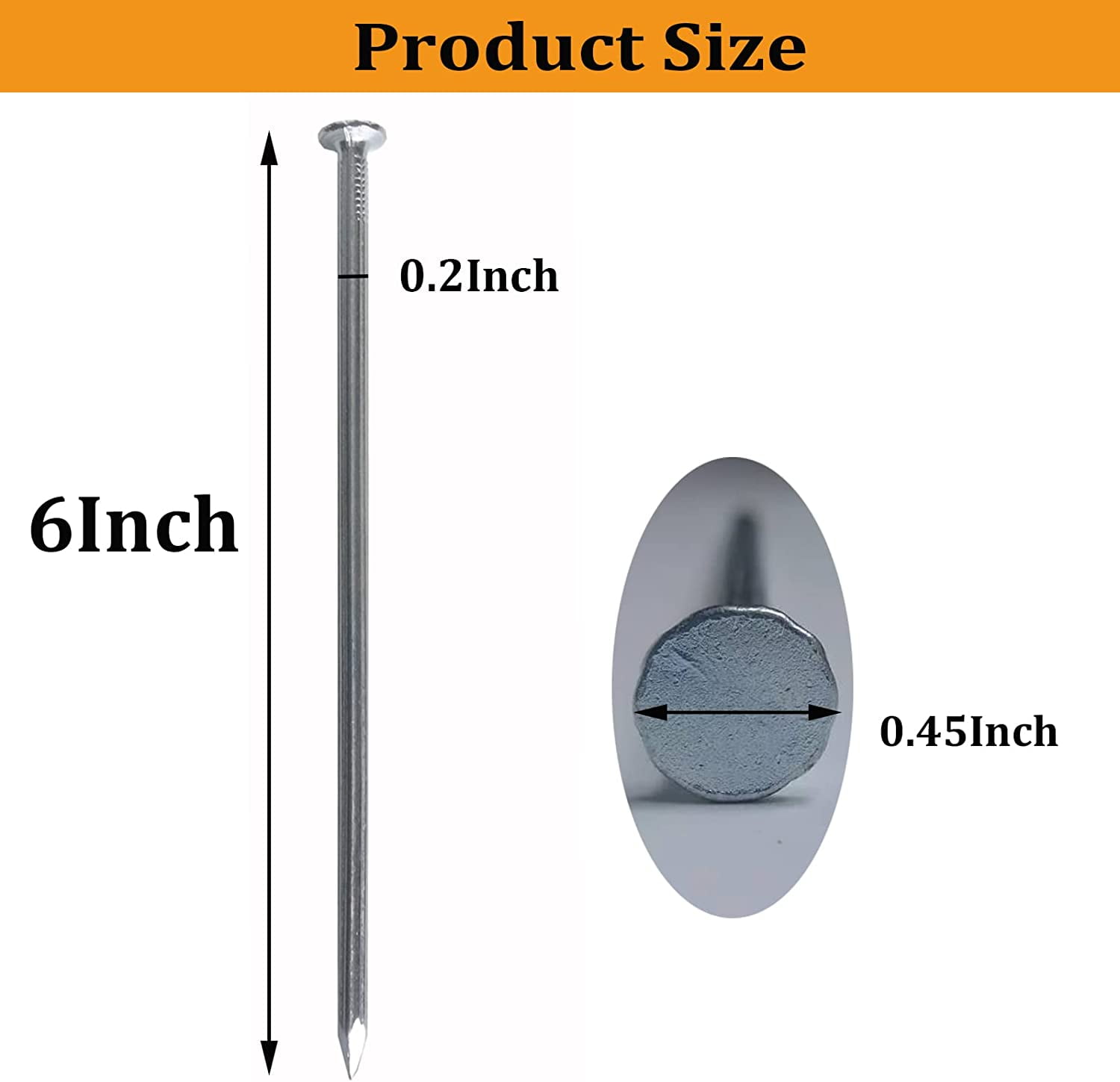 80Pcs Metal Landscape Stakes, 6 Inch Galvanized Garden Edging Nails ...