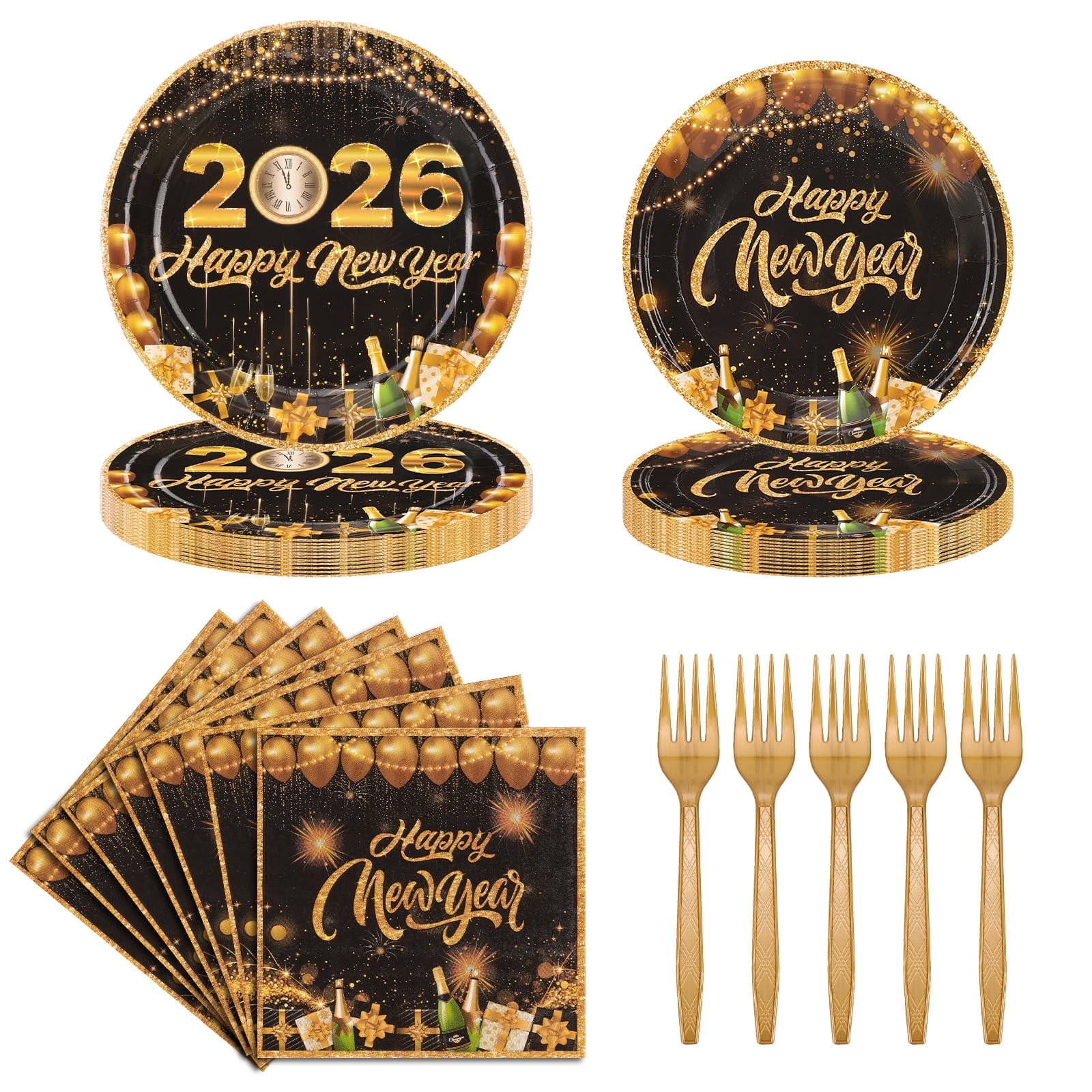 80PCS New Years Dinnerware Set Serve 20 Guests, 2026 Happy New Years ...