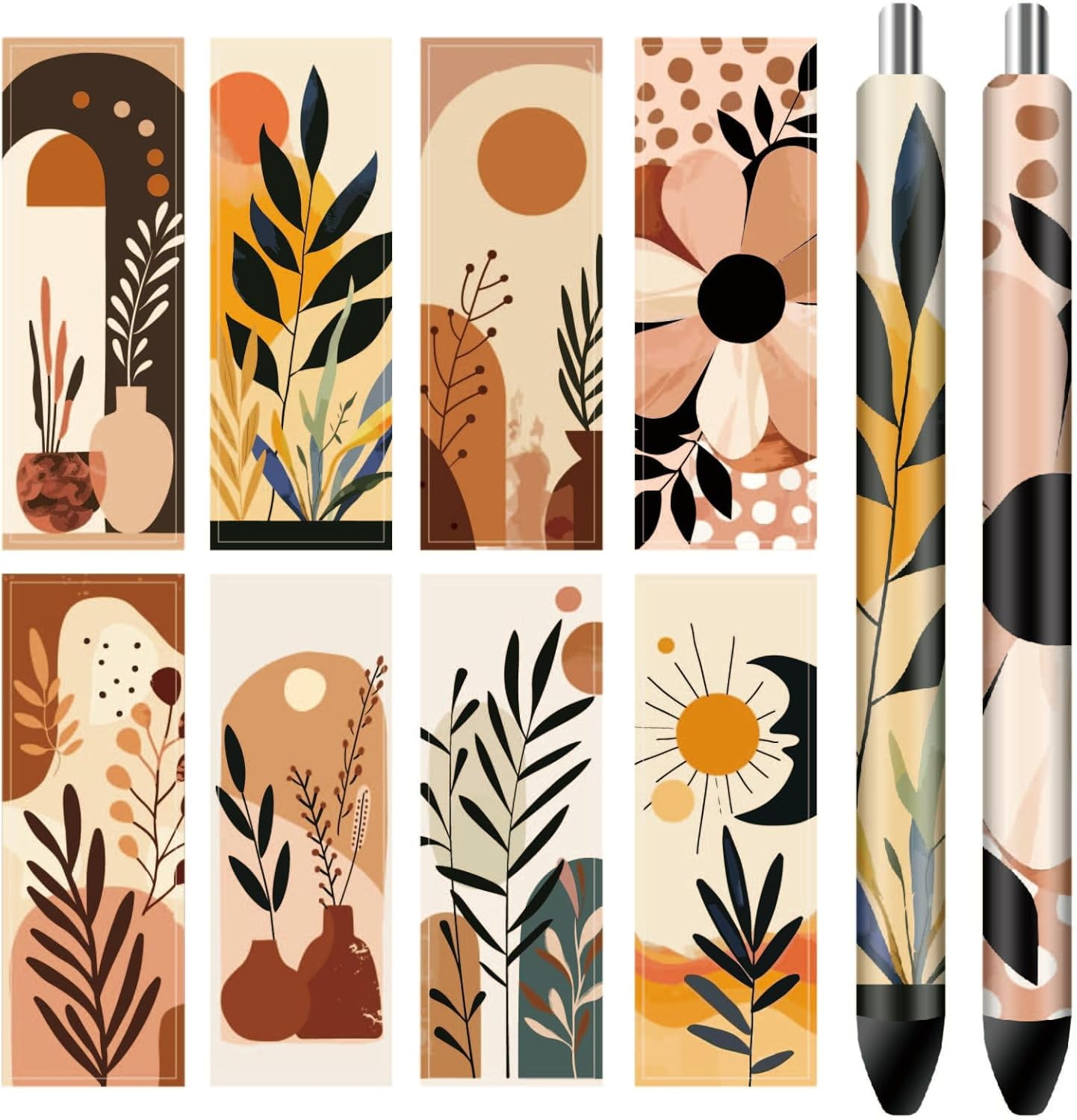 80Pcs Pen Wraps Decals Boho Flower 8 Styles 4.7×1.6in Floral HD Print ...