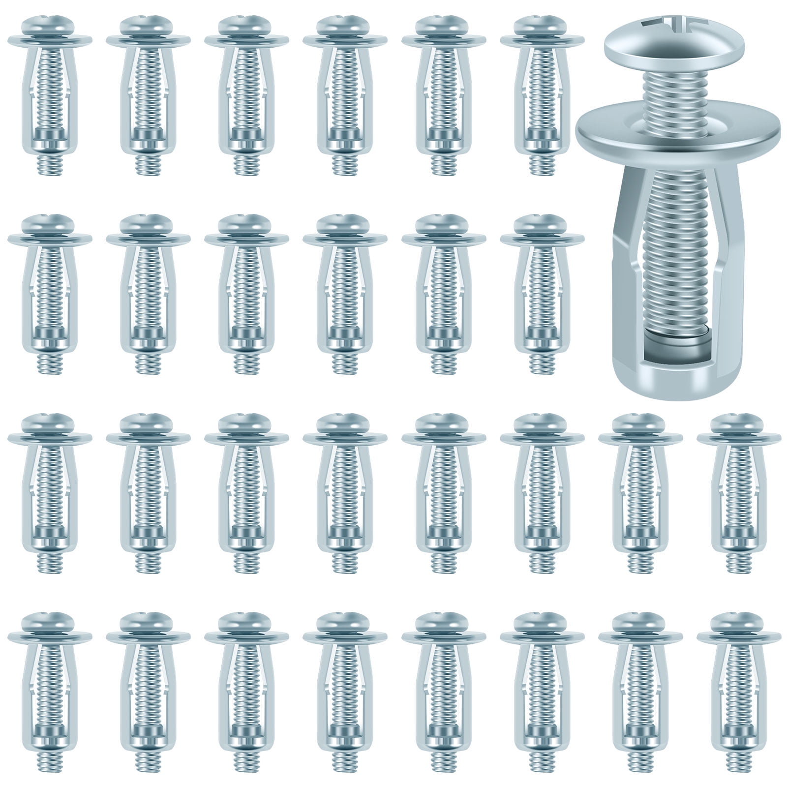 80Pcs Petal Nut Expansion Screw Zinc Plated Steel Jack Nuts Set M4x20 ...