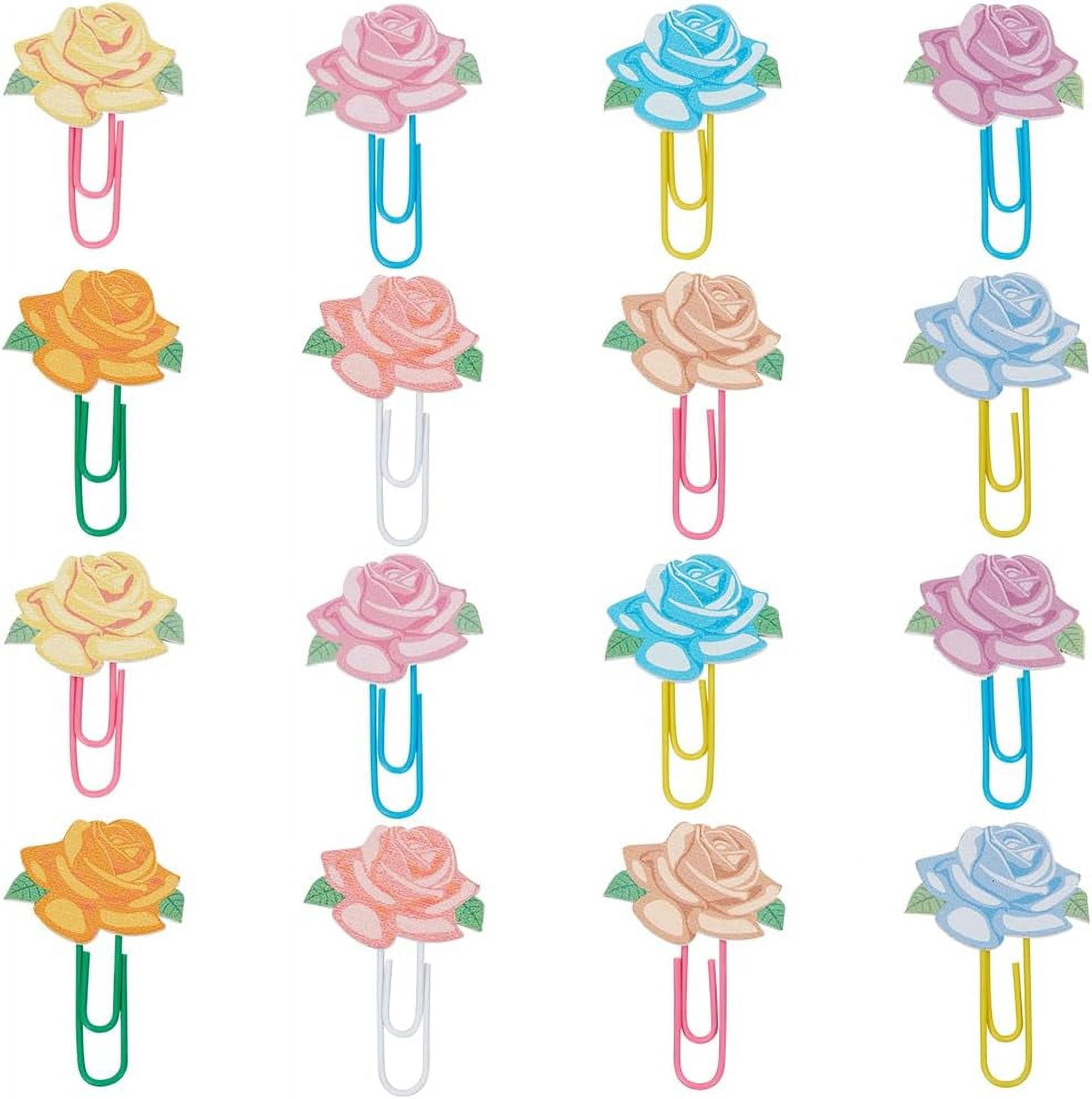 80Pcs Plastic Paper Clips Bookmark Marking Clips with Wood Rose Mixed ...