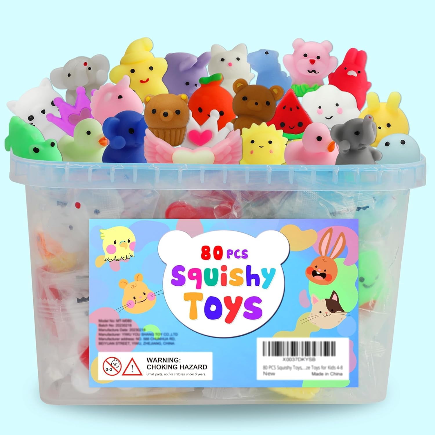 80Pcs Random Squishies Toy Bulk Pack for Boys Girls 4-8, Kawaii Animal ...