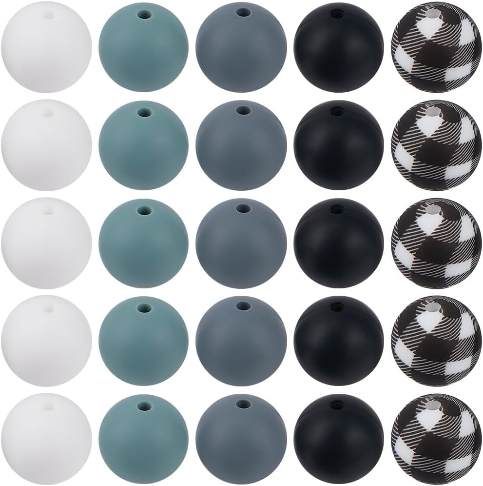 80Pcs Round Silicone Beads 15mm Round Focal Beads Bulk Rubber Soft ...
