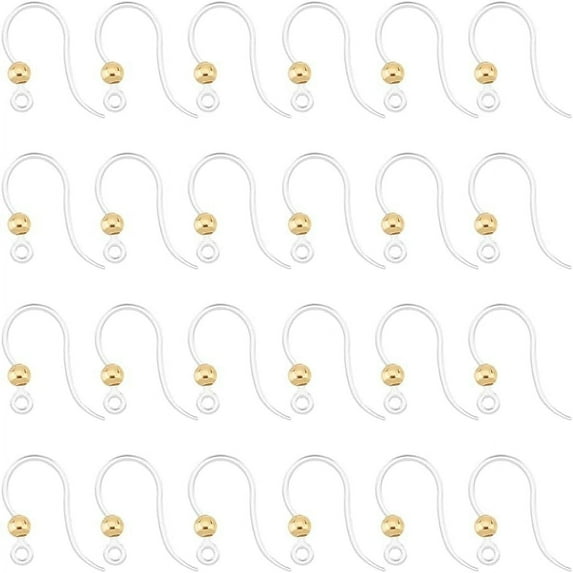 80Pcs Safety Non-Allergenic Plastic Earring Ear Wire Hooks Golden ...