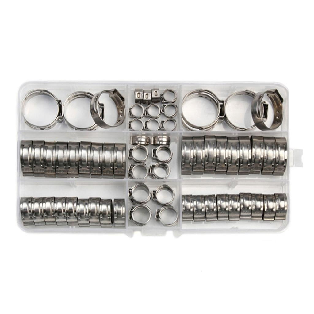 80Pcs Single Ear Hose Clamps 5.8-23.5mm Crimp Hose Clamps Cinches Clamp ...