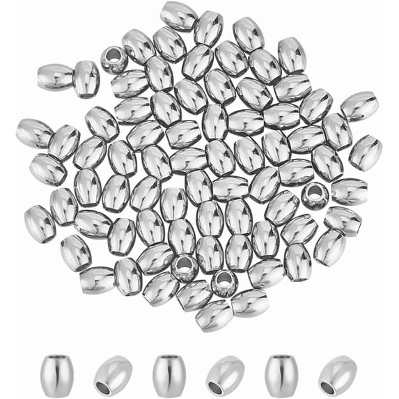 80Pcs Stainless Steel Barrel Beads Stainless Steel Loose Beads 2mm ...
