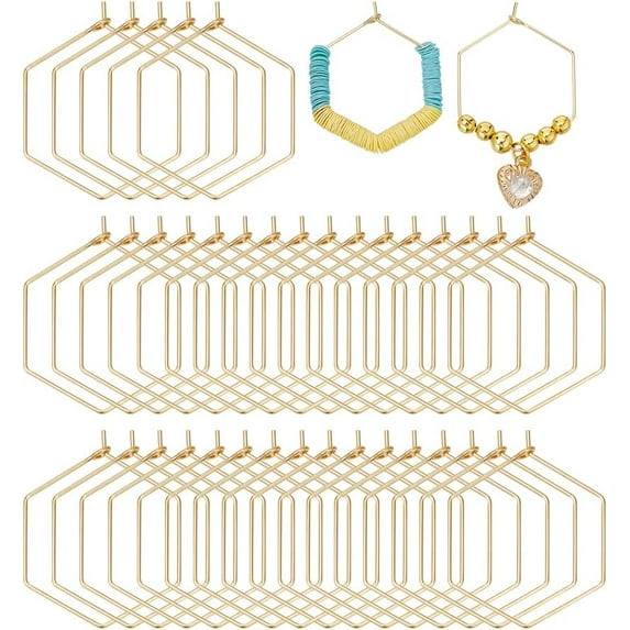80Pcs Stainless Steel Ear Wire Earrings Wine Glass Charms Real 18K Gold Plated Hoop Earring 25mm ...