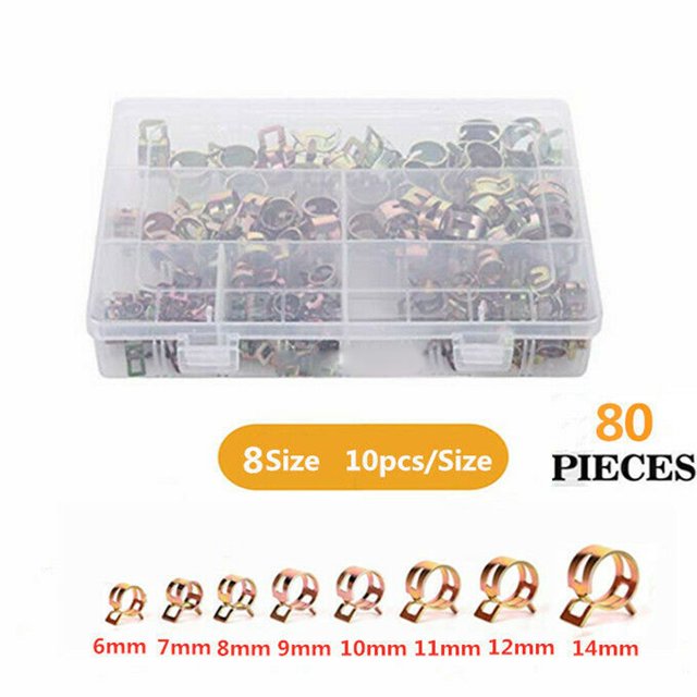 80Pcs Strong Spring Clip Hose Clamp For Holding Tight On Vacuum/Fuel ...