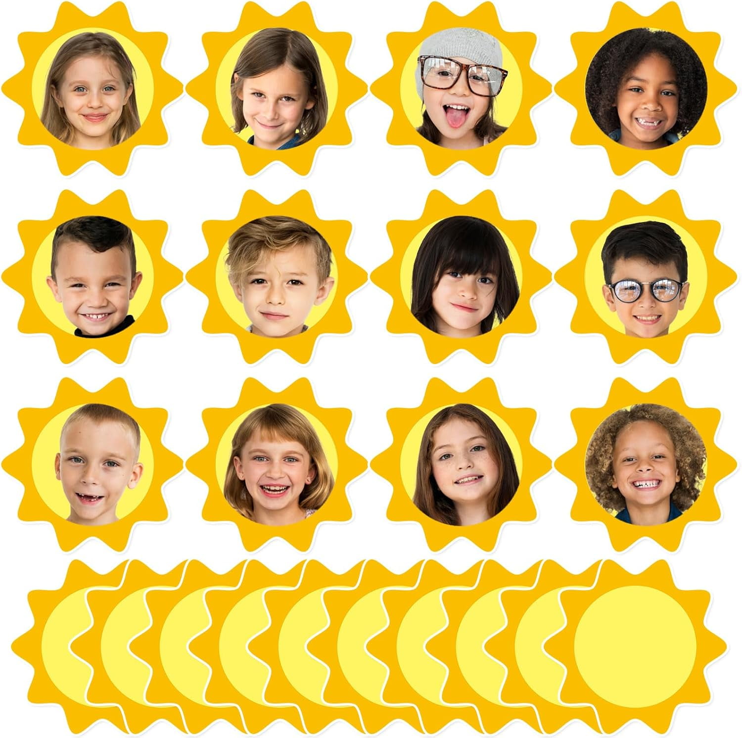 80Pcs Summer Sun Cutouts Sunshine Decorations Bulletin Board Yellow Sun ...