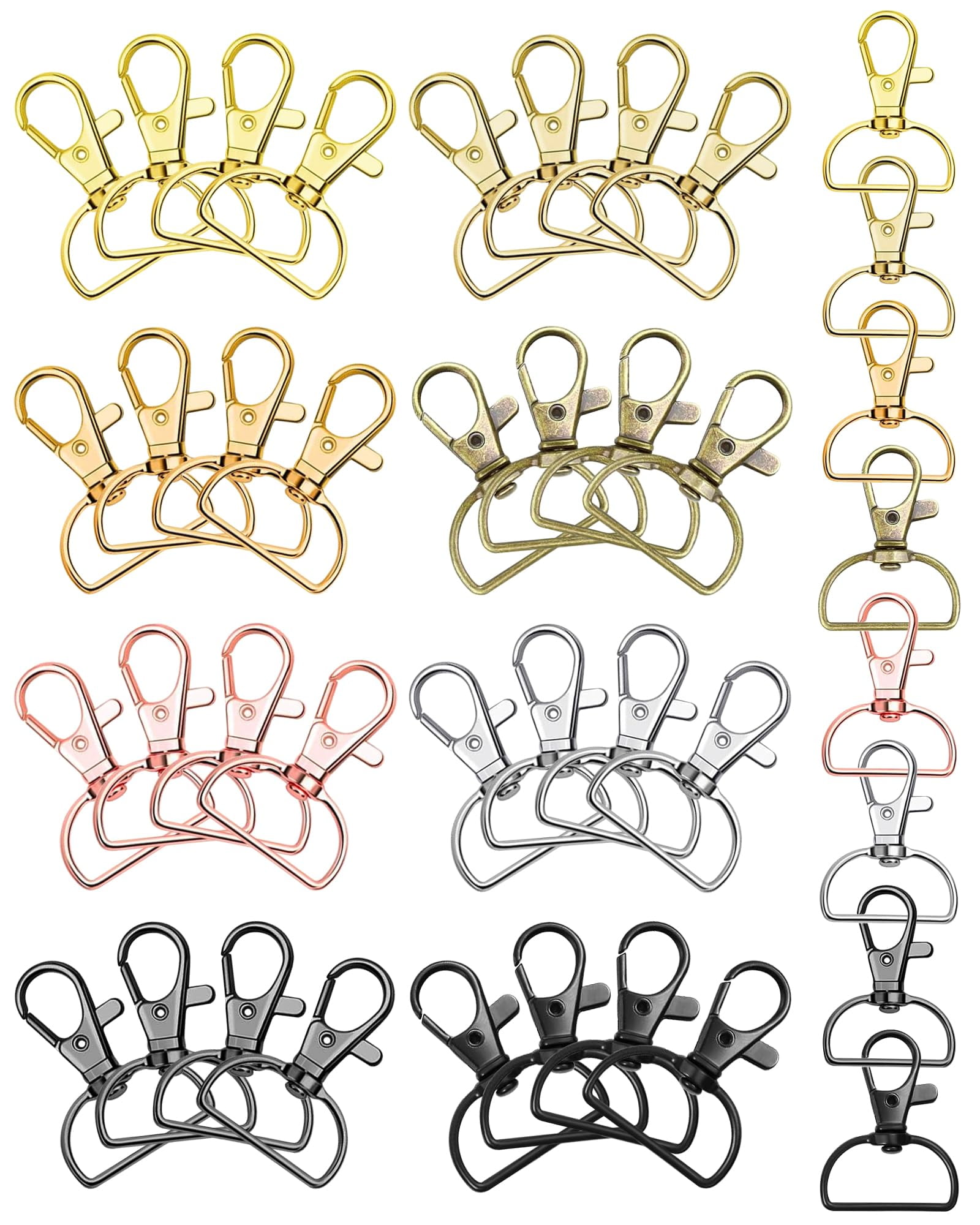 80Pcs Swivel Clasp Hooks, 8 Colors Metal Swivel Snap Hooks, 25mm ...