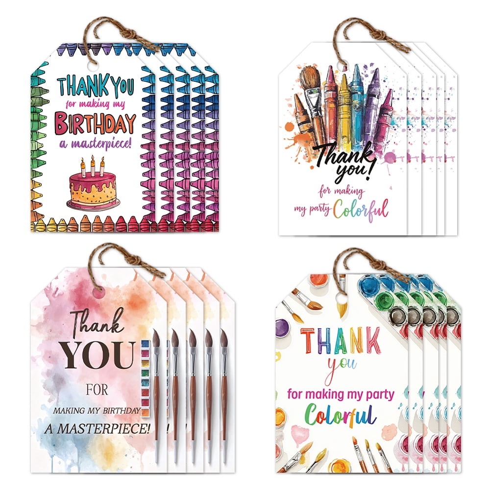 80Pcs Thank You Tags with String 4 Style Art Theme Thank You Gratitude ...