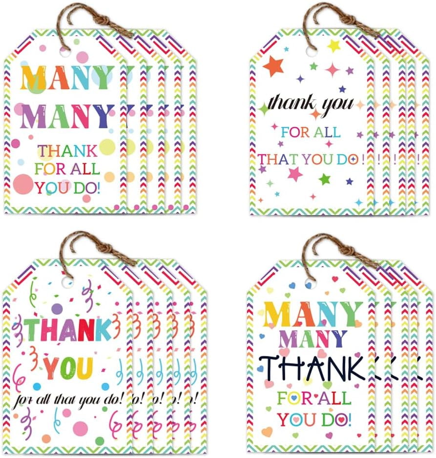 80Pcs Thank You Tags with String 4 Style Thank You Gratitude Hanging ...