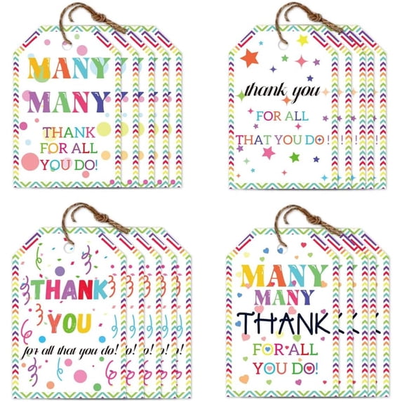 80Pcs Thank You Tags with String 4 Style Thank You Gratitude Hanging ...