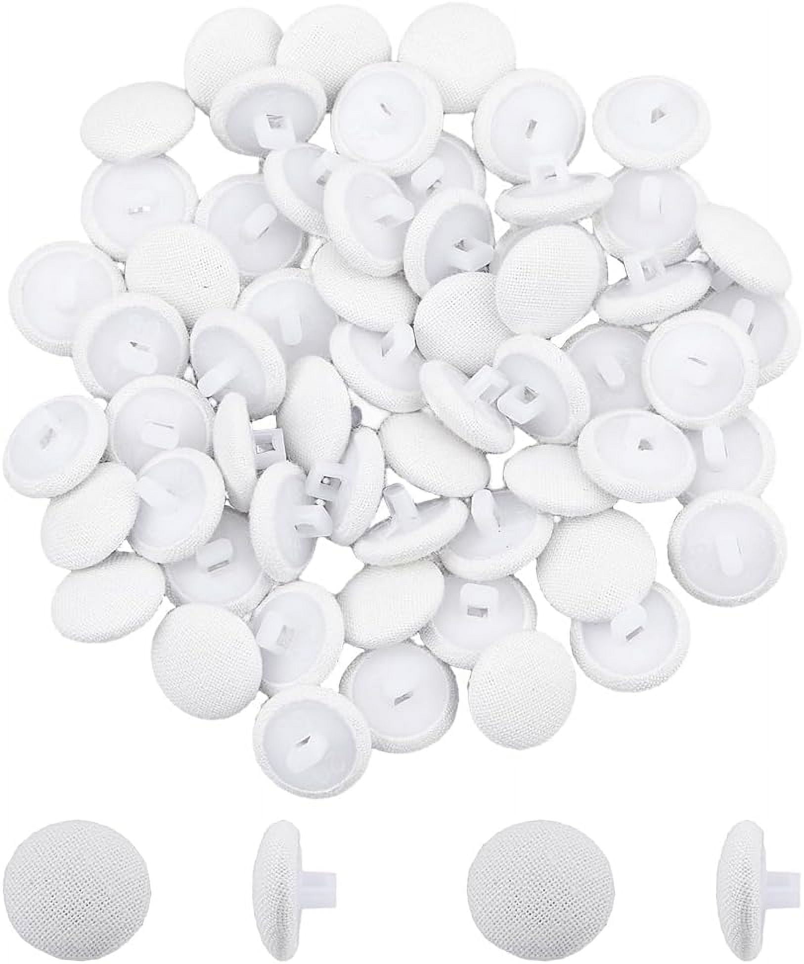 80Pcs White Satin Cloth Buttons Mushroom Fabric Covered Buttons with ...