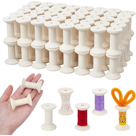 80Pcs Wood Spools 1.9Inch Empty Thread Spools for Crafts Unfinished ...