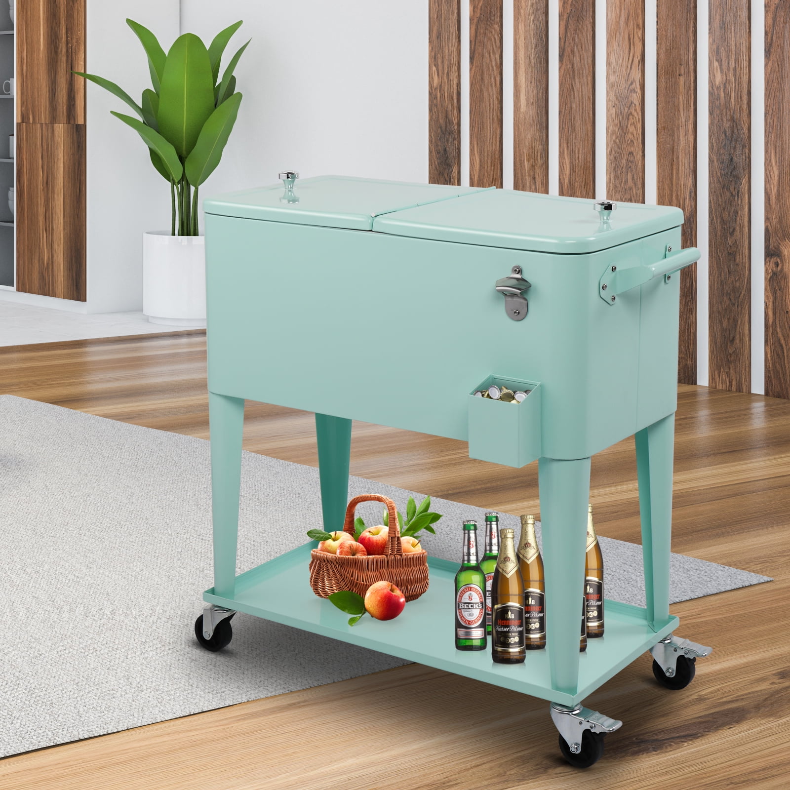 80QT Drink Beer Freezer Incubator Cart, Outdoor Camping Food Cooler ...