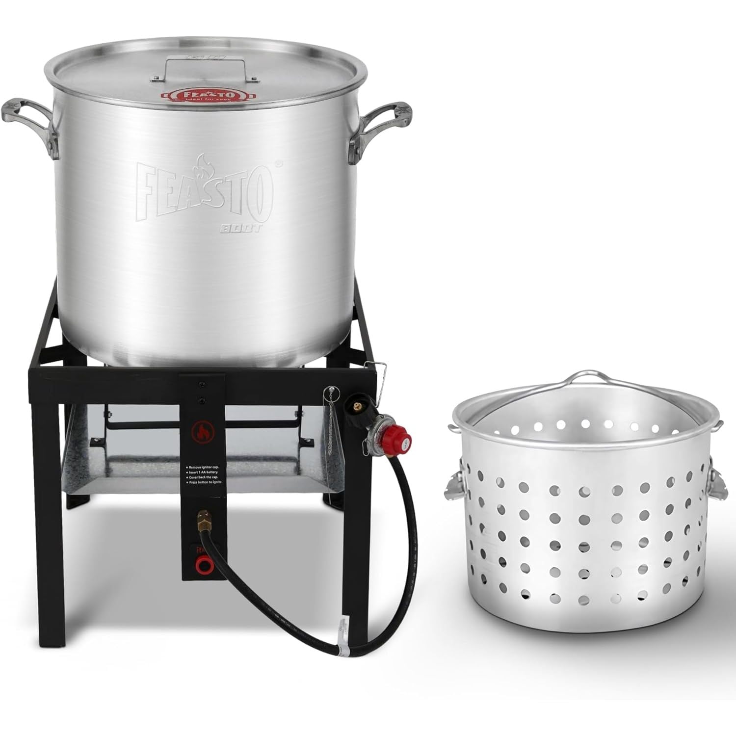 80QT Outdoor Propane Aluminum Boiling Pot with Basket, Crab Steaming ...